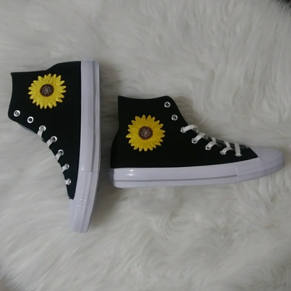 Converse | Shoes | Custom Converse Chuck Taylor Sunflower High Top ...